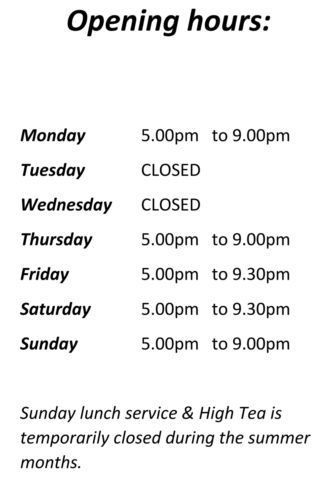 Contact us / Trading hours